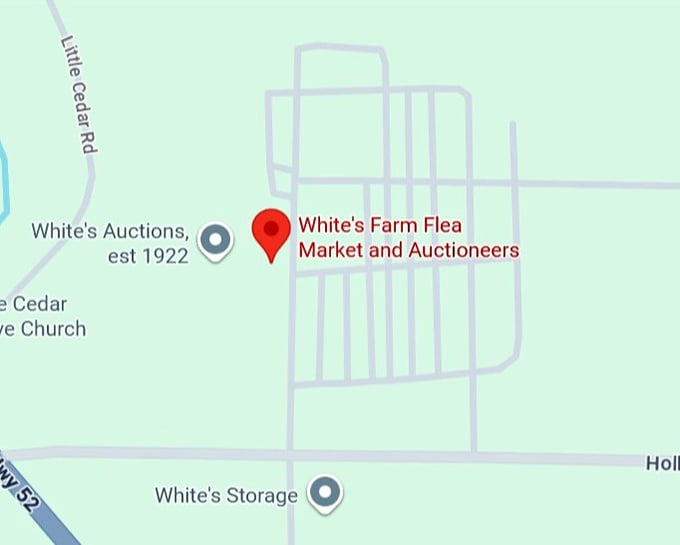 16. white's farm flea market and auctioneers map