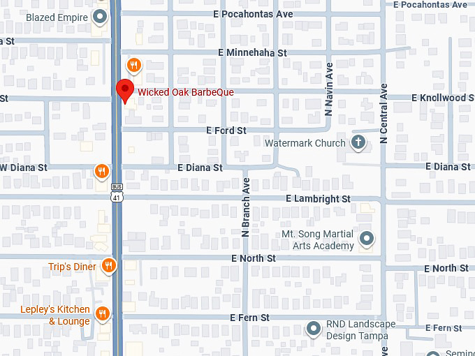 16. wicked oak barbeque map