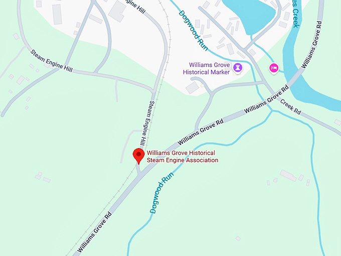 16. williams grove historical steam engine association map