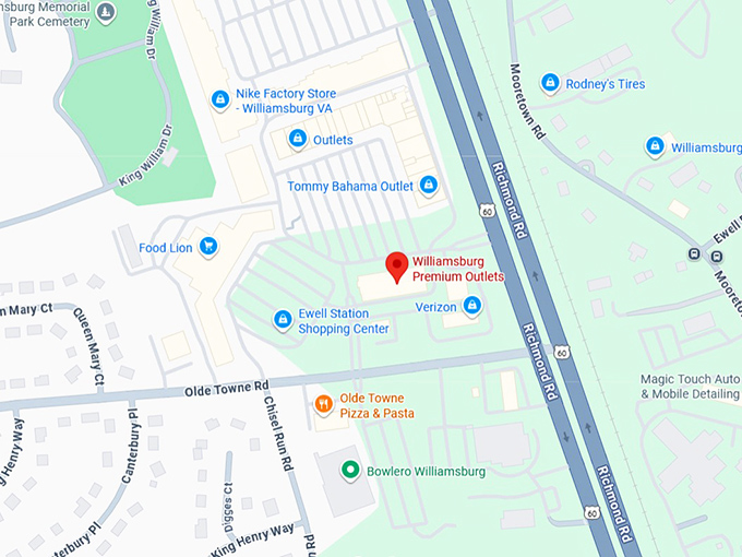 16. williamsburg premium outlets map