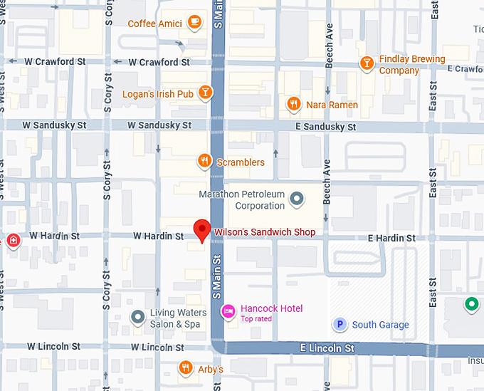 16. wilson&rsquo;s sandwich shop map