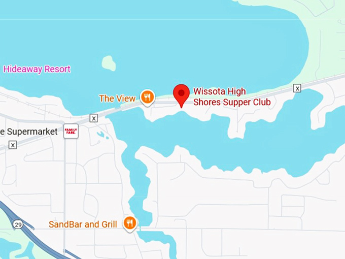 16. wissota high shores supper club map