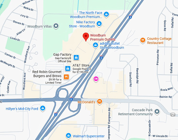 16. woodburn premium outlets map