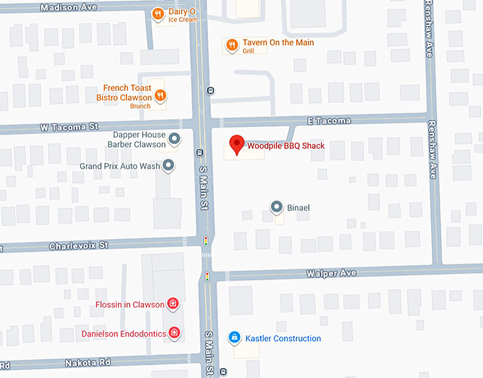 16. woodpile bbq shack map