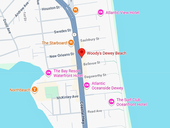 16. woody's dewey beach map