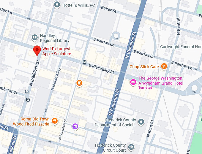 world's largest apple sculpture map