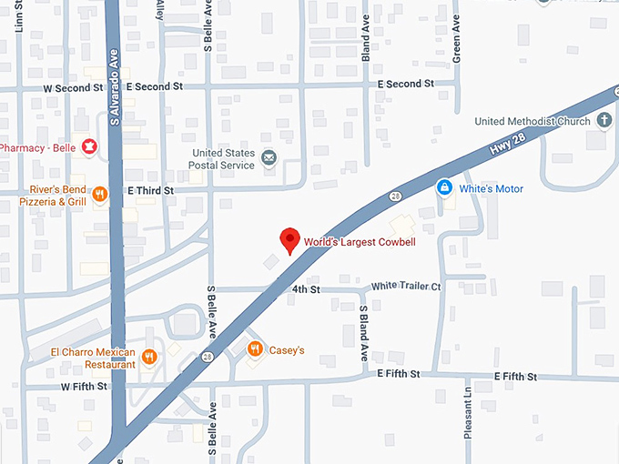 16. world's largest cowbell map