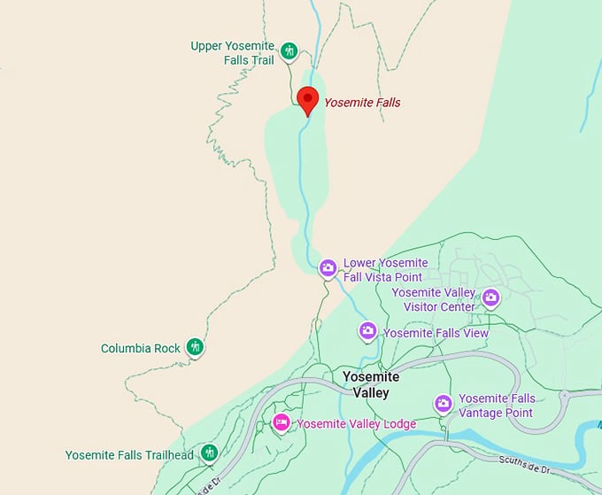 16. yosemite falls map