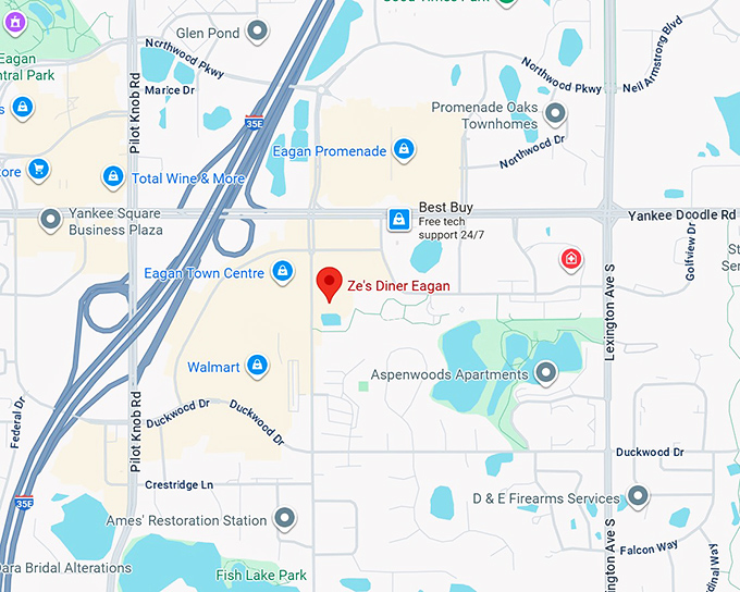 16. ze's diner eagan map