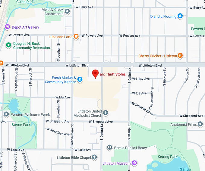 16. arc thrift stores (1400 w littleton blvd) map