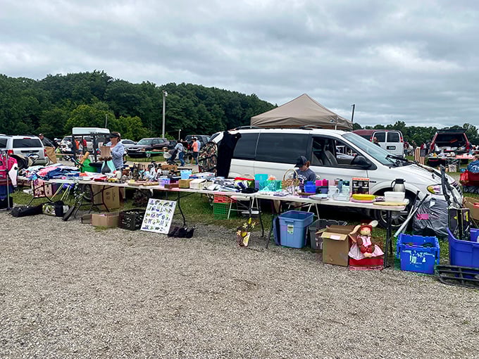 Tables stretch endlessly like a treasure hunter's dream, where every folding table holds tomorrow's favorite discovery.