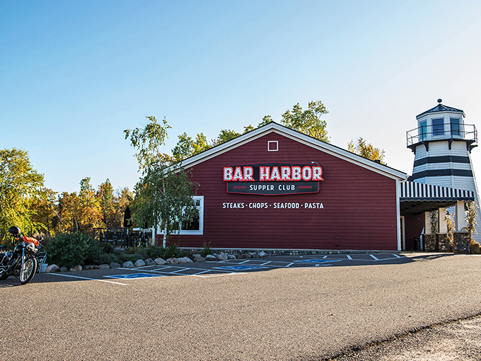 That lighthouse isn't just for show - it's guiding you to some seriously good eats by the water.