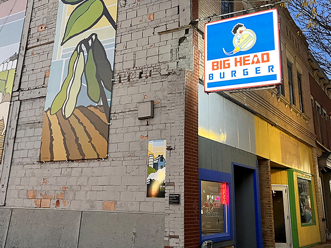 That colorful mural says "welcome to flavor town" better than any fancy sign ever could. 