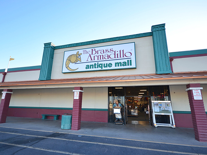 The Brass Armadillo's cheerful exterior promises treasure hunts that would make Indiana Jones jealous of your weekend plans.