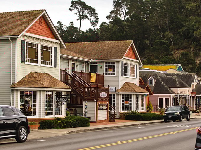 Cambria's colorful storefronts welcome visitors like old friends. This coastal hamlet proves charm doesn't need to shout.