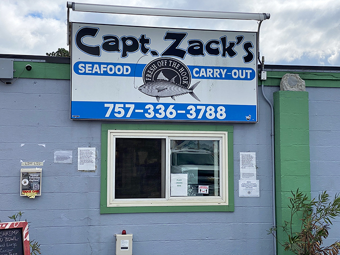 Captain Zack's sign promises "Fresh Off The Hook" seafood &ndash; a no-frills declaration that's music to a seafood lover's ears.