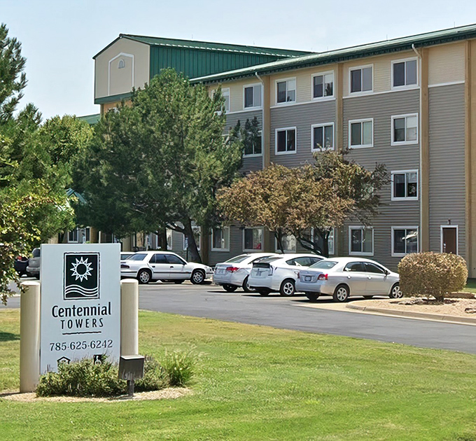 Clean lines and practical parking - this Hays community knows comfort doesn't need fancy frills.