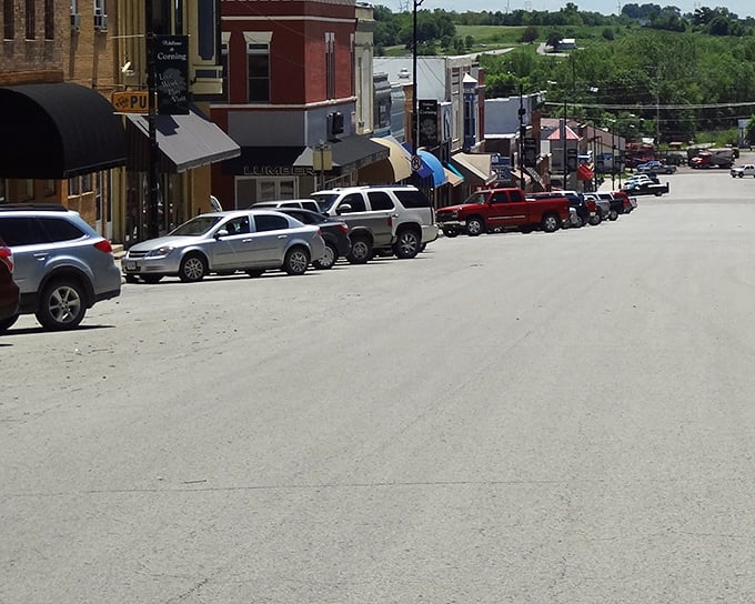 Corning's Main Street whispers stories of simpler times, where parking is plentiful and everyone knows your name.