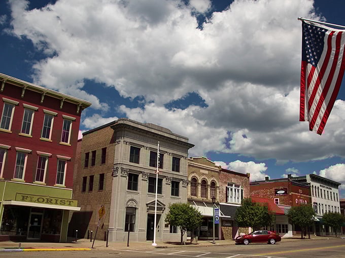 Historic Coshocton's Main Street looks like it was plucked straight from a Norman Rockwell painting, complete with American flags and timeless brick buildings.