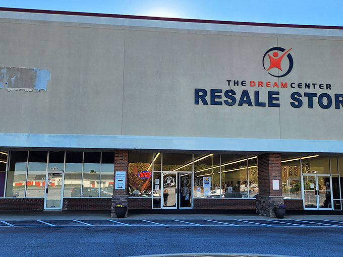 The Dream Center Resale Store in Greenville welcomes bargain hunters with its bright, inviting storefront. Treasure hunting begins here!