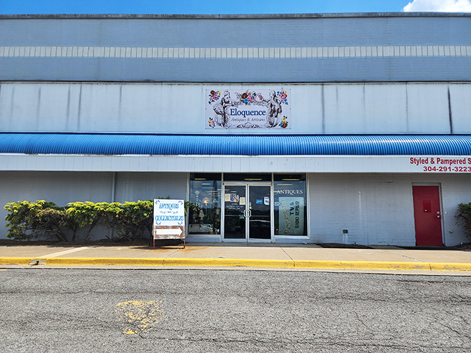 The unassuming storefront of Eloquence Antiques hides a wonderland of treasures inside, like finding a secret passage in your own hometown.
