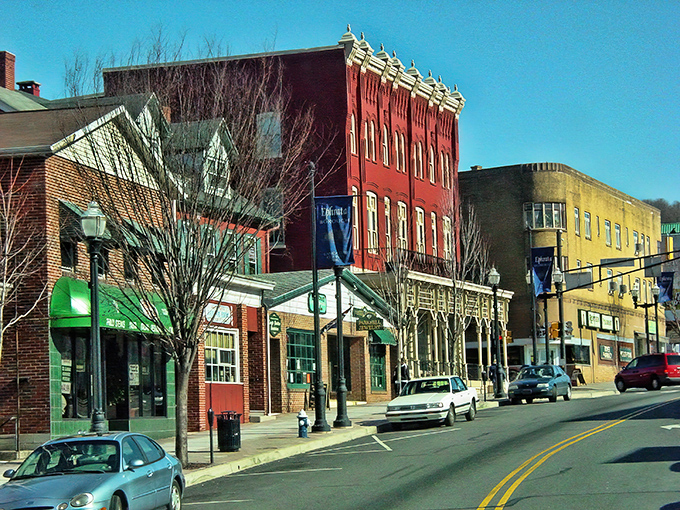 Main Street magic unfolds where colorful storefronts create a Norman Rockwell painting come to life.