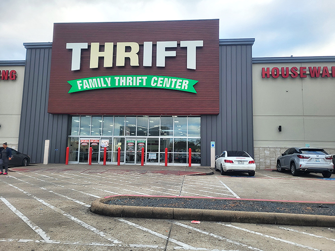 The Family Thrift Center's imposing storefront promises a treasure hunt of epic proportions. Like a department store from a parallel universe!