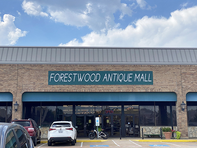 Forestwood's brick facade whispers stories of countless treasures waiting inside this Dallas gem of vintage discovery and delight.