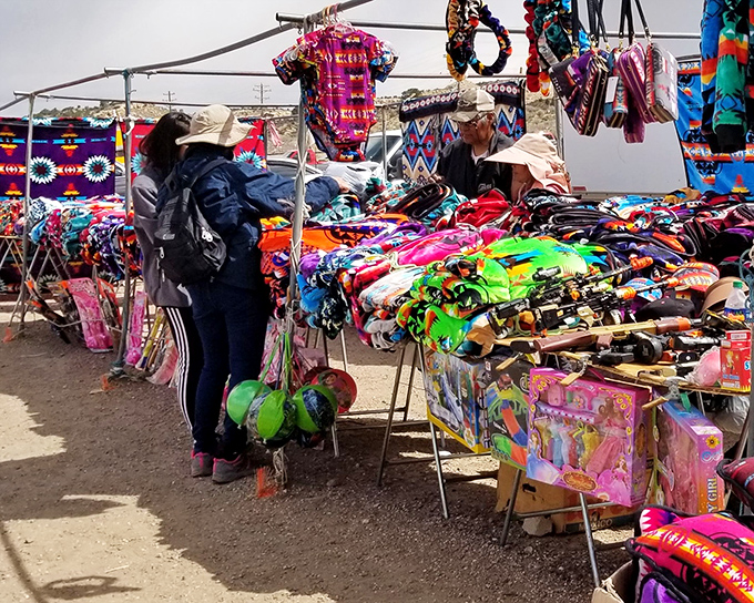 Colorful treasures spread like a rainbow across the desert - every table tells a different story.