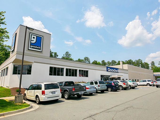 Look at that parking lot - when a Goodwill draws crowds like a Black Friday sale, you know treasures await inside!