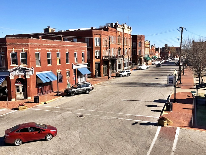 Step into Guthrie's historic downtown where every brick building whispers tales of Oklahoma's territorial days.