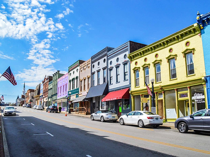 Harrodsburg's rainbow-colored Main Street looks like what would happen if history books got a makeover from HGTV. Pure small-town eye candy!