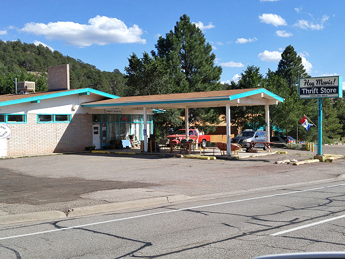 This former gas station with turquoise trim isn't pumping fuel anymore&mdash;it's dispensing secondhand treasures that'll fill your home without emptying your wallet.