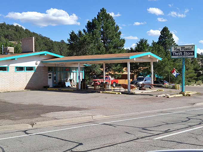 That turquoise trim catches your eye like a vintage diner sign promising adventure inside.