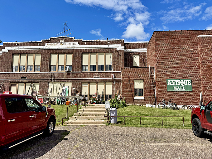From school bells to antique sales! This historic brick schoolhouse now houses treasures from yesteryear instead of students cramming for tests.