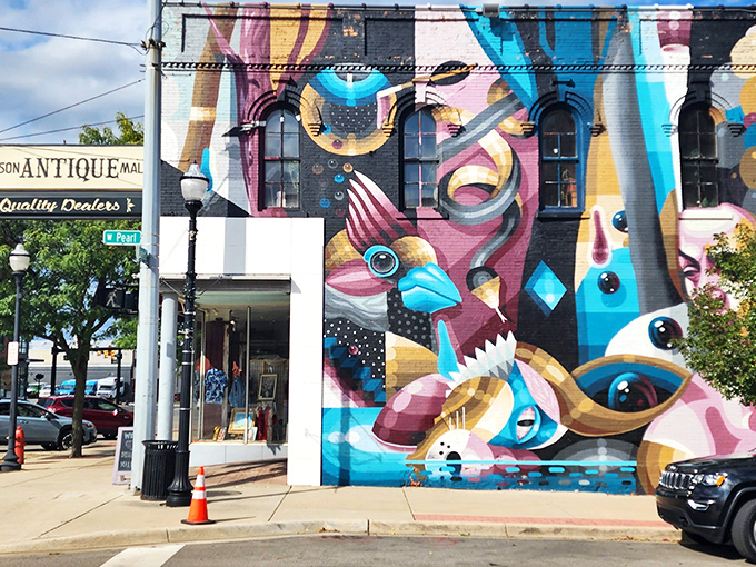 Jackson Antique Mall: "That mural isn't just eye candy&mdash;it's your beacon to vintage paradise. Like a psychedelic roadmap to treasures waiting inside."