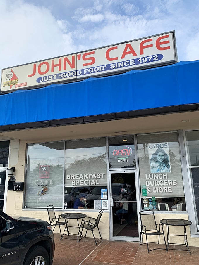 That blue awning might look humble, but inside John's Cafe, breakfast dreams come true daily.