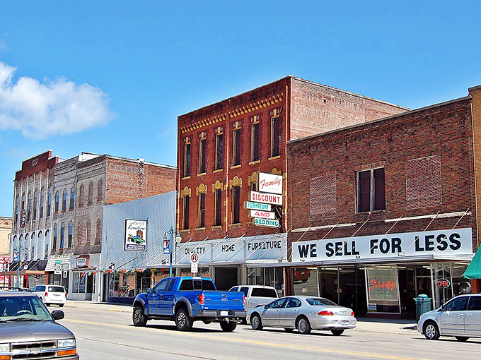 Historic downtown Keokuk showcases classic brick buildings that have watched over the Mississippi River for generations.