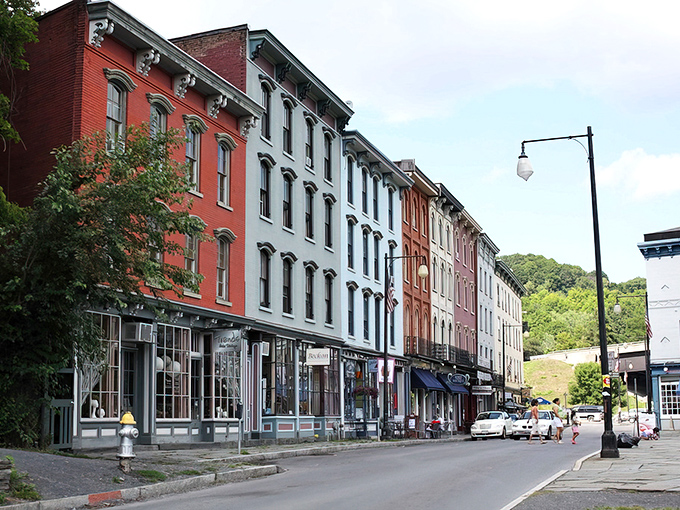 Kingston's historic streets whisper tales of America's birth, where cobblestones meet colorful facades in perfect harmony.