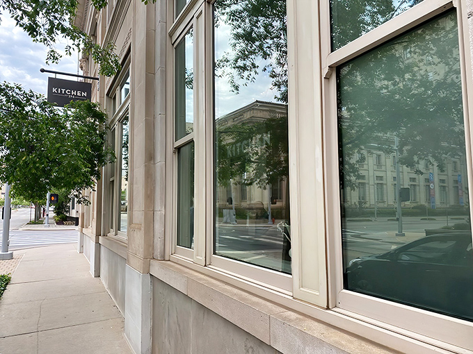 The sleek exterior of Kitchen No. 324 promises urban sophistication with a side of Oklahoma warmth.