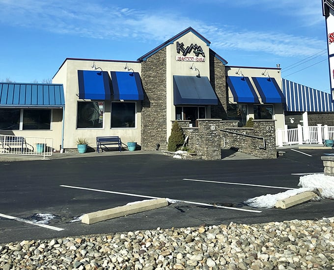 Kyma's stone facade and blue awnings hide a Mediterranean seafood paradise waiting to be discovered.