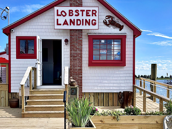 Lobster Landing's charming shack looks like a postcard come to life. That red trim against white siding practically screams "fresh seafood inside!"