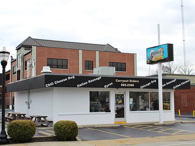That classic white building says "serious hot dogs served here" louder than any fancy sign ever could.