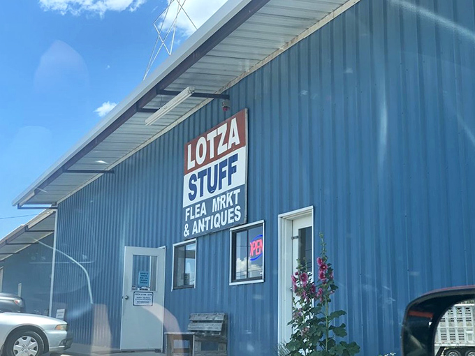The blue exterior of Lotza Stuff Flea Market promises exactly what the name suggests&mdash;a treasure trove where bargain hunters can strike gold.