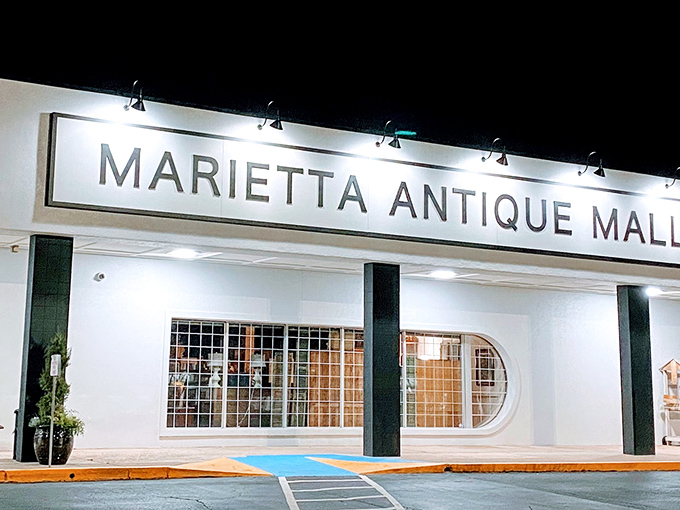 Like a treasure chest disguised as a strip mall, this antique wonderland beckons with promises of forgotten gems.