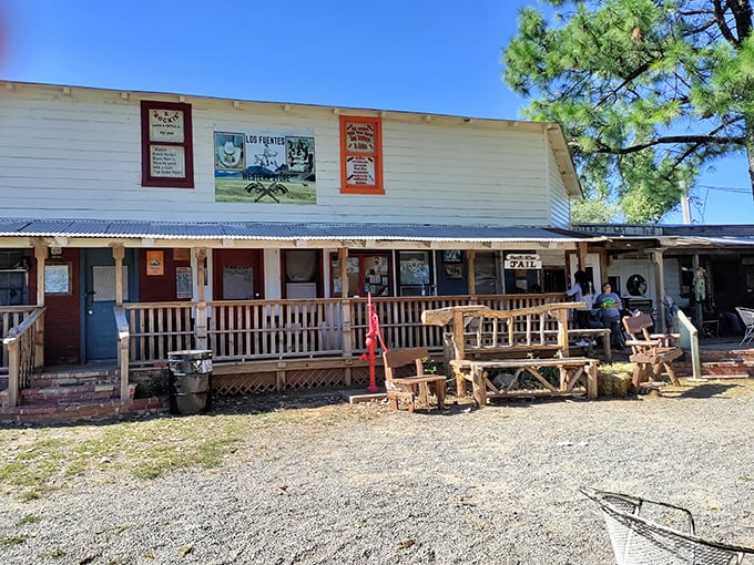 Mary's Swap Meet That rustic charm and wooden porch promise treasures waiting inside this Spencer shopping adventure.