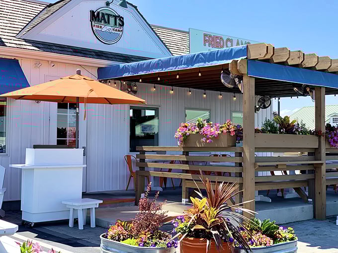 Matt's Fish Camp's outdoor deck whispers "vacation mode activated" with every ocean breeze that dances through.