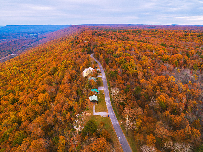 Fall colors paint Mentone's mountain roads like nature's own masterpiece - pure Alabama magic.