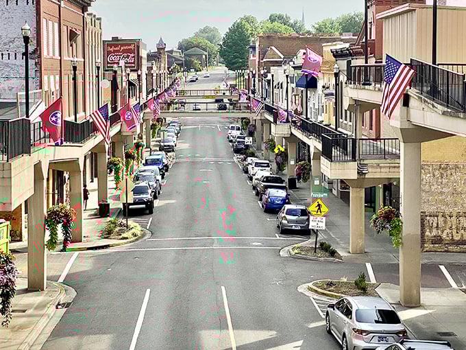 Main Street Morristown stretches like a Norman Rockwell painting come to life, complete with American flags.