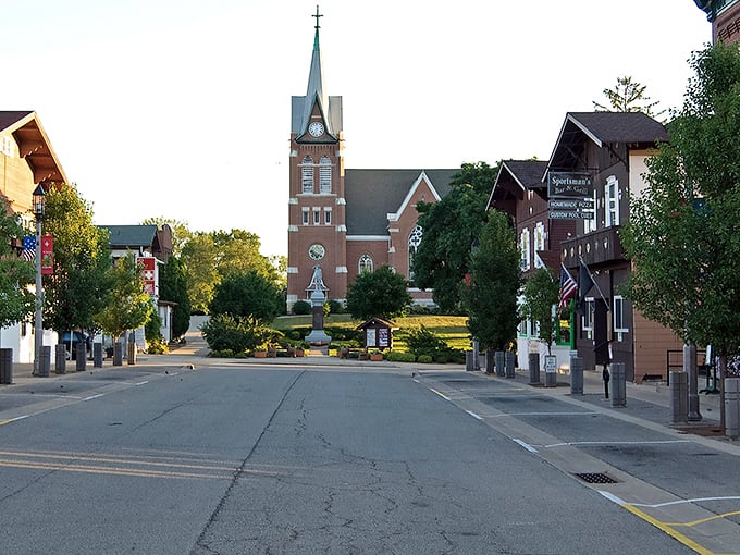 New Glarus looks like someone airlifted a Swiss village straight into Wisconsin's green hills and rolling farmland.